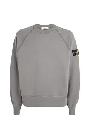 Stone Island Cotton Compass Logo Sweatshirt - Grey