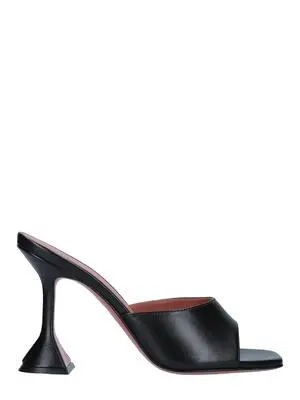 Amina Muaddi Leather Lupita Mules 95 Black