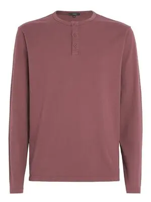 Vince Cotton Henley Top - Red