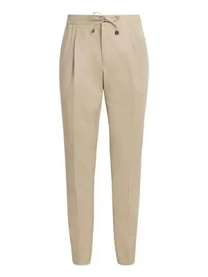 SLOWEAR Cotton-Blend Tailored Trousers Beige