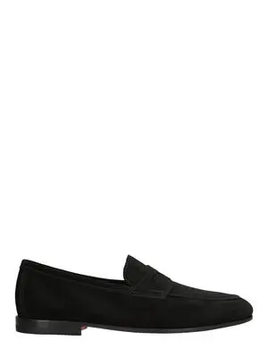 Santoni Suede Carlos Penny Loafers - Black