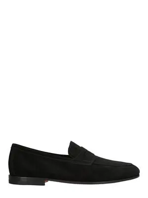 Santoni Suede Carlos Penny Loafers Black