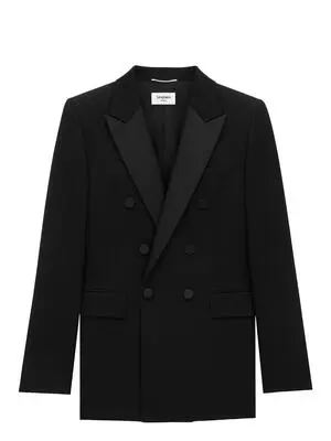 Saint Laurent Wool Tuxedo Blazer - Black