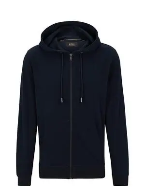 BOSS Cotton-cashmere Zip Up Hoodie - Blue