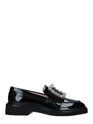 ROGER VIVIER Patent Loafers With Strass Buckle - Black