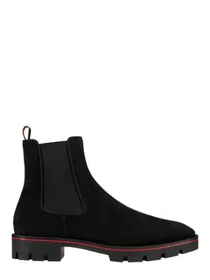 CHRISTIAN LOUBOUTIN Alpinosol Veau Velour Chelsea Boots Red