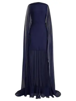 Ralph Lauren Silk Georgette Dylon Dress - Navy