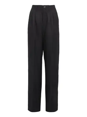 ANINE BING Pleated Wide-leg Trousers - Black