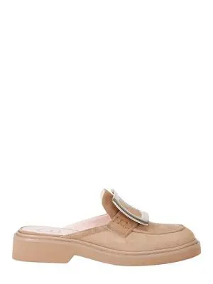 ROGER VIVIER Viv' Rangers Buckle Mules - Beige