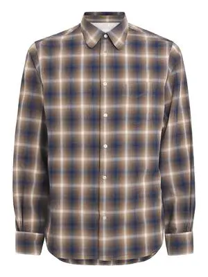 Officine Générale Cotton Check Shirt - Navy