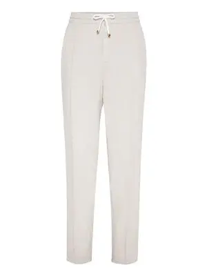 Brunello Cucinelli Linen Drawstring Leisure Trousers Beige
