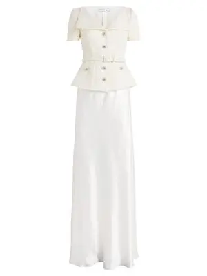SELF-PORTRAIT Belted Maxi Dress - Ivory