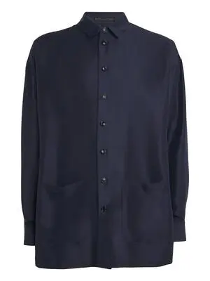 Giorgio Armani Silk Patch-pocket Shirt - Blue