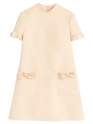 Valentino Garavani Wool-silk Mini Dress With Bow Embellishments - Nude