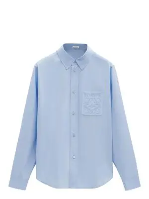Loewe Cotton-blend Anagram Shirt - Blue