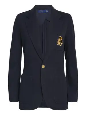 Polo Ralph Lauren Cotton-blend Blazer With Embroidery - Navy