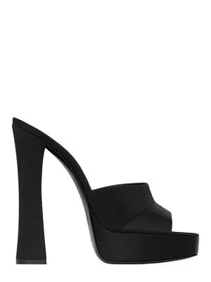 Saint Laurent Satin Boogie Platform Mules 110 - Black