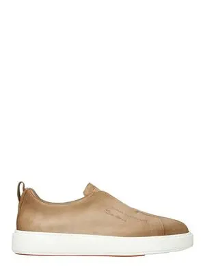 Santoni Nubuck Leather Sneakers - Beige