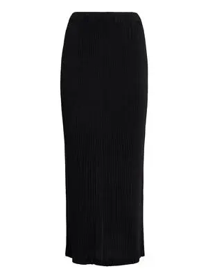 Issey Miyake Hatching Bottoms Pleated Maxi Skirt - Black