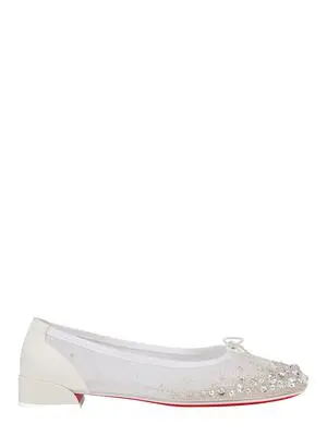 CHRISTIAN LOUBOUTIN Sweetie Jane Strass Ballet Flats - White