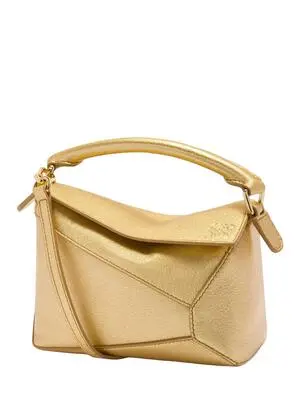 Loewe Mini Metallic Leather Puzzle Top-handle Bag - Gold