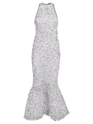 Lapointe Sequinned Fishtail Midi Dress - Silver