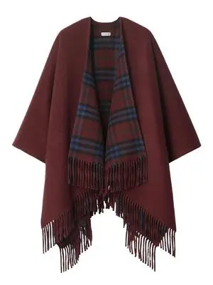 Burberry Wool Reversible Check Cape - Red