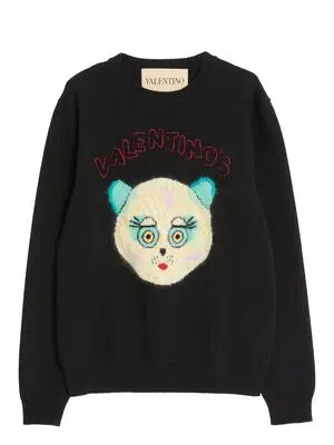 Valentino Garavani Cotton-wool Applique Sweater - Black