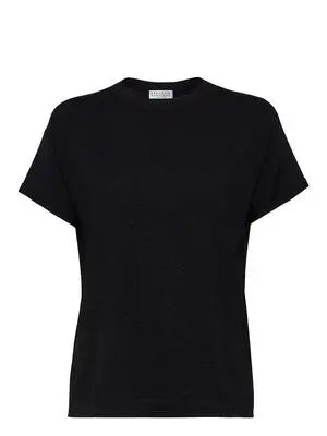 Brunello Cucinelli Cashmere-silk-blend T-shirt - Black