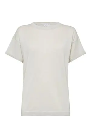 Brunello Cucinelli Cashmere-silk-blend T-shirt - White
