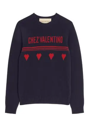 Valentino Garavani Wool Jacquard Chez Sweater - Blue