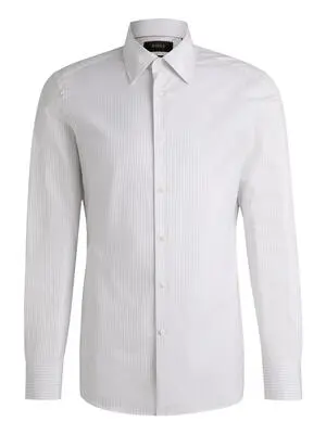 BOSS Regenerative Cotton Striped Shirt Grey