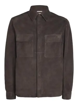 Agnona Suede Overshirt - Brown
