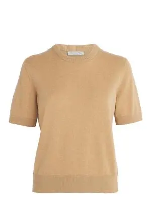 Johnstons Of Elgin Cashmere Short-Sleeve Sweater Beige