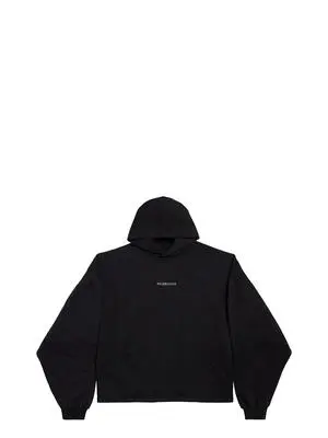 Balenciaga Rhinestone-logo Cropped Hoodie - Black