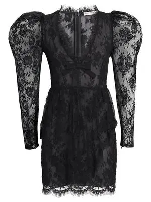 Alessandra Rich Lace Bow-detail Mini Dress - Black