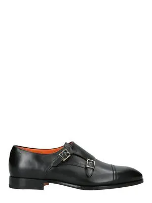 Santoni Leather Adrian Blake Monk Shoes - Black