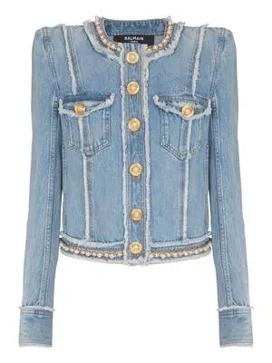 Balmain Denim Embellished Jacket - Blue