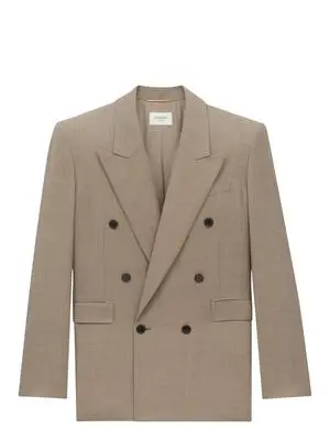 Saint Laurent Wool Double-breasted Blazer - Grey