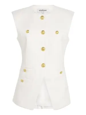 Veronica Beard Linen-blend Sleeveless Tamara Blazer - White