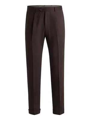 BOSS Linen-wool Tailored Trousers - Brown