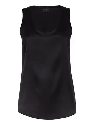 Brunello Cucinelli Stretch-silk Satin Reversible Tank Top - Black