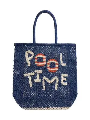THE JACKSONS Barry Pool Time Jute Tote Bag - Navy