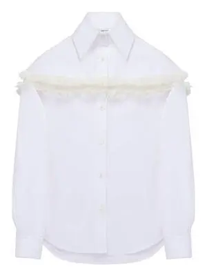 Alexander McQueen Cotton Slashed Creponne Detail Shirt - White