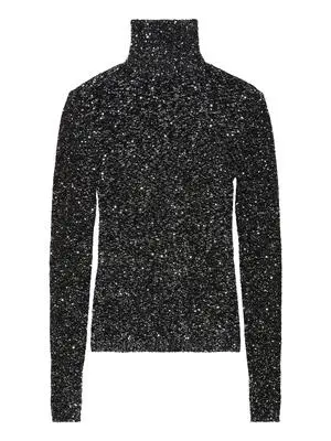 Balenciaga Sequin Rollneck Top - Black