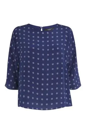 Max Mara Silk Floral Print Blouse - Blue