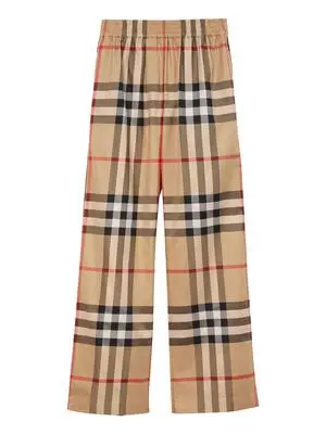 Burberry Cotton Check Trousers - Beige