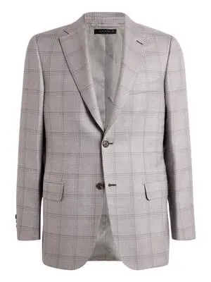 Brioni Wool-blend Check Blazer - Grey