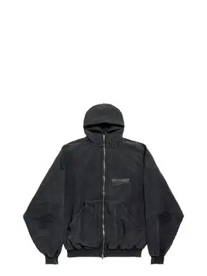 Balenciaga Political Campaign Inside-out Zip-up Hoodie - Beige