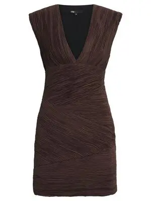 Maje Pleated Mini Dress - Brown